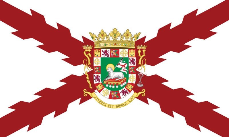 Bandera De Puerto Rico-cruz De Borgona Tradicional-escudo 1511 Version ...