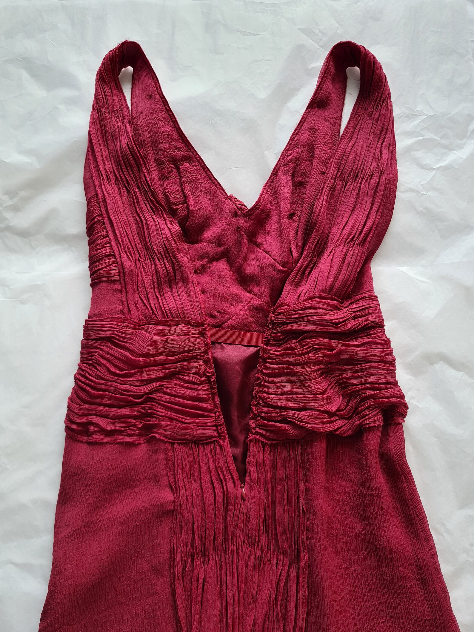 Prada Greek-style Finely Pleated Burgundy Silk Crepe Dress - Etsy