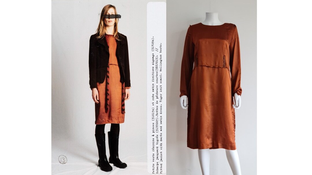 Margiela F/W 2005, Look 13, "inside-out" Zig-zag-finished Copper Satin ...