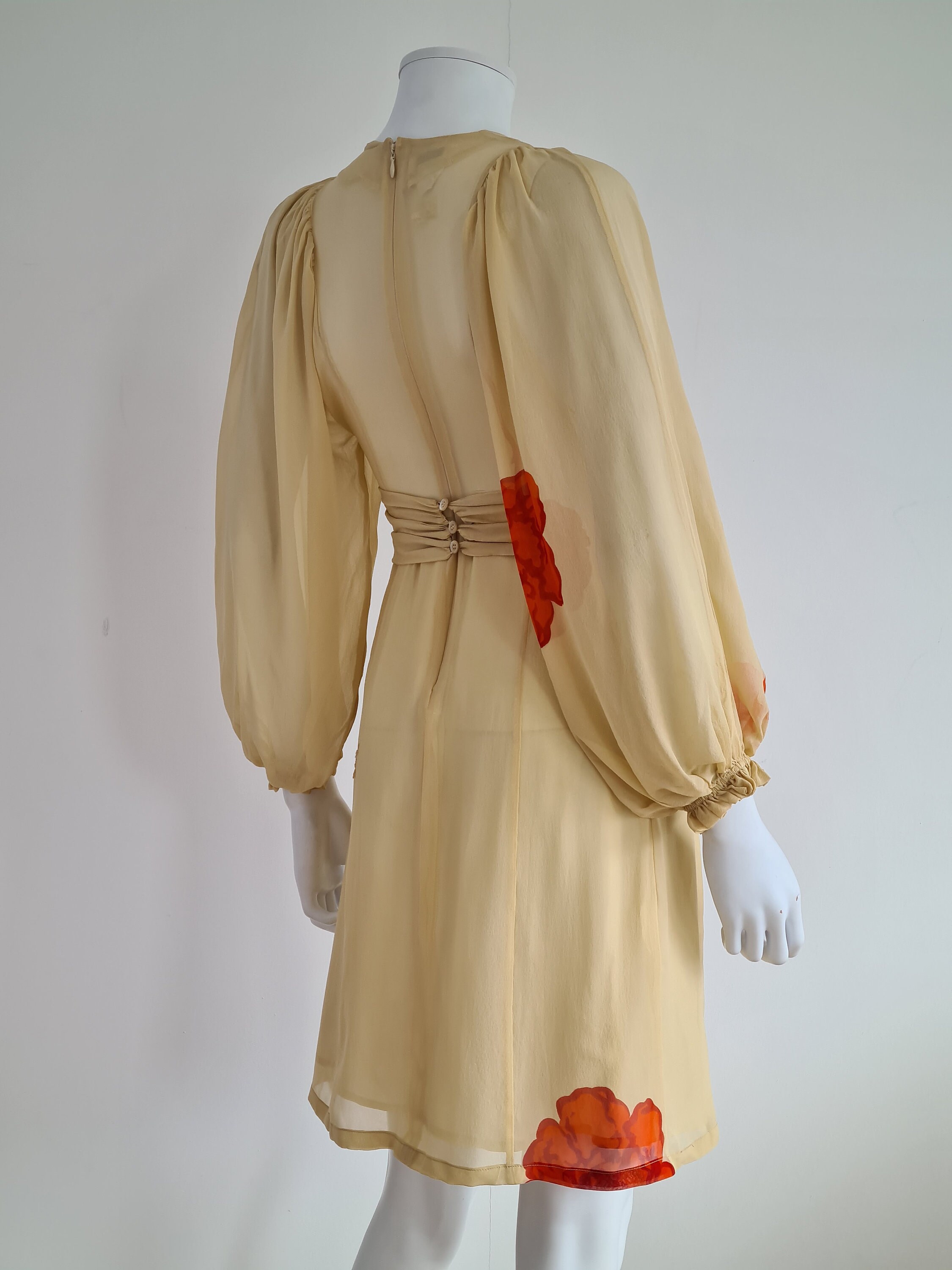 Dries Van Noten Runway F/W 2001 Ossie Clark-style Dress in Silk Chiffon ...
