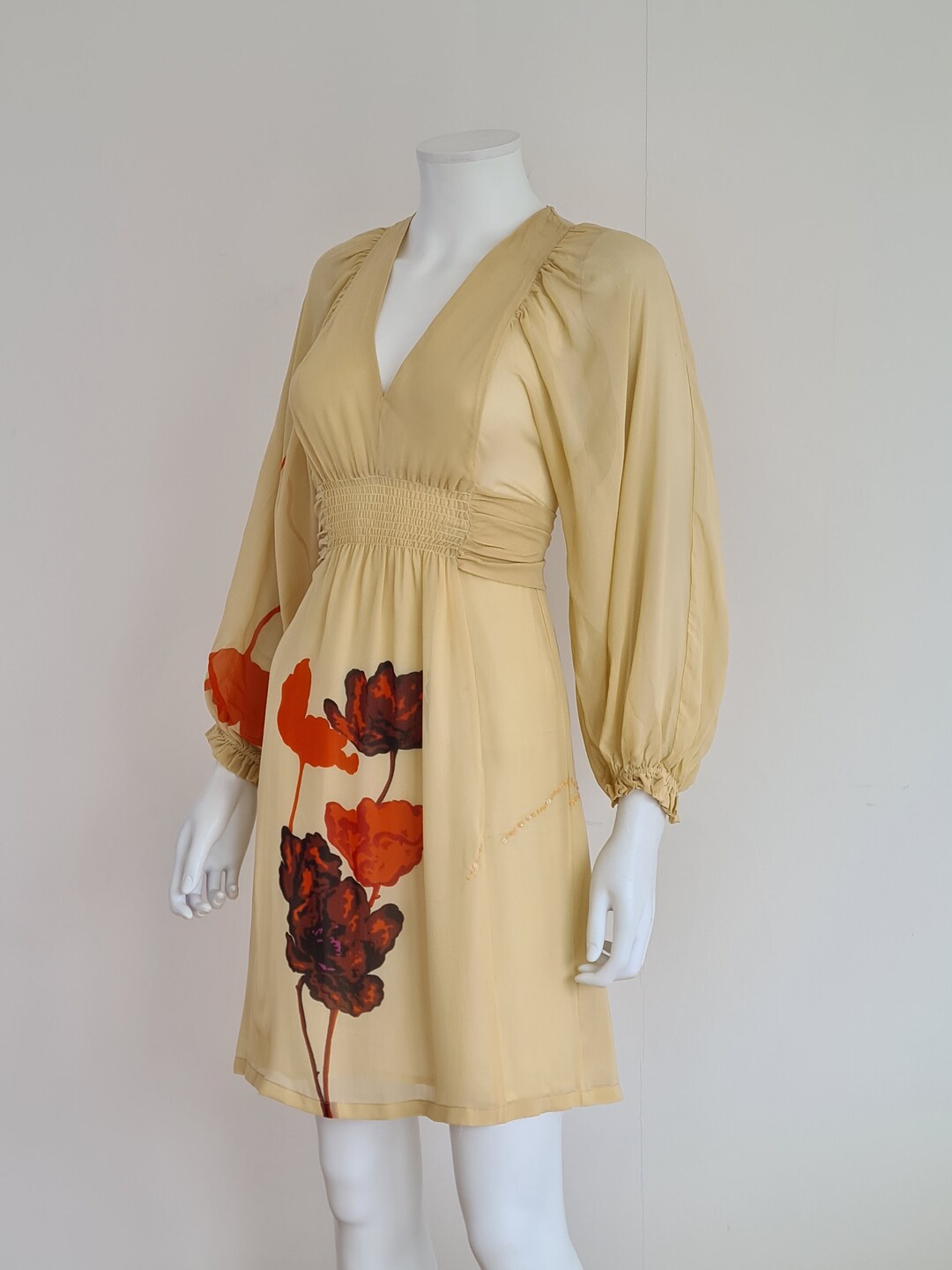 Dries Van Noten Runway F/W 2001 Ossie Clark-style Dress in Silk Chiffon ...