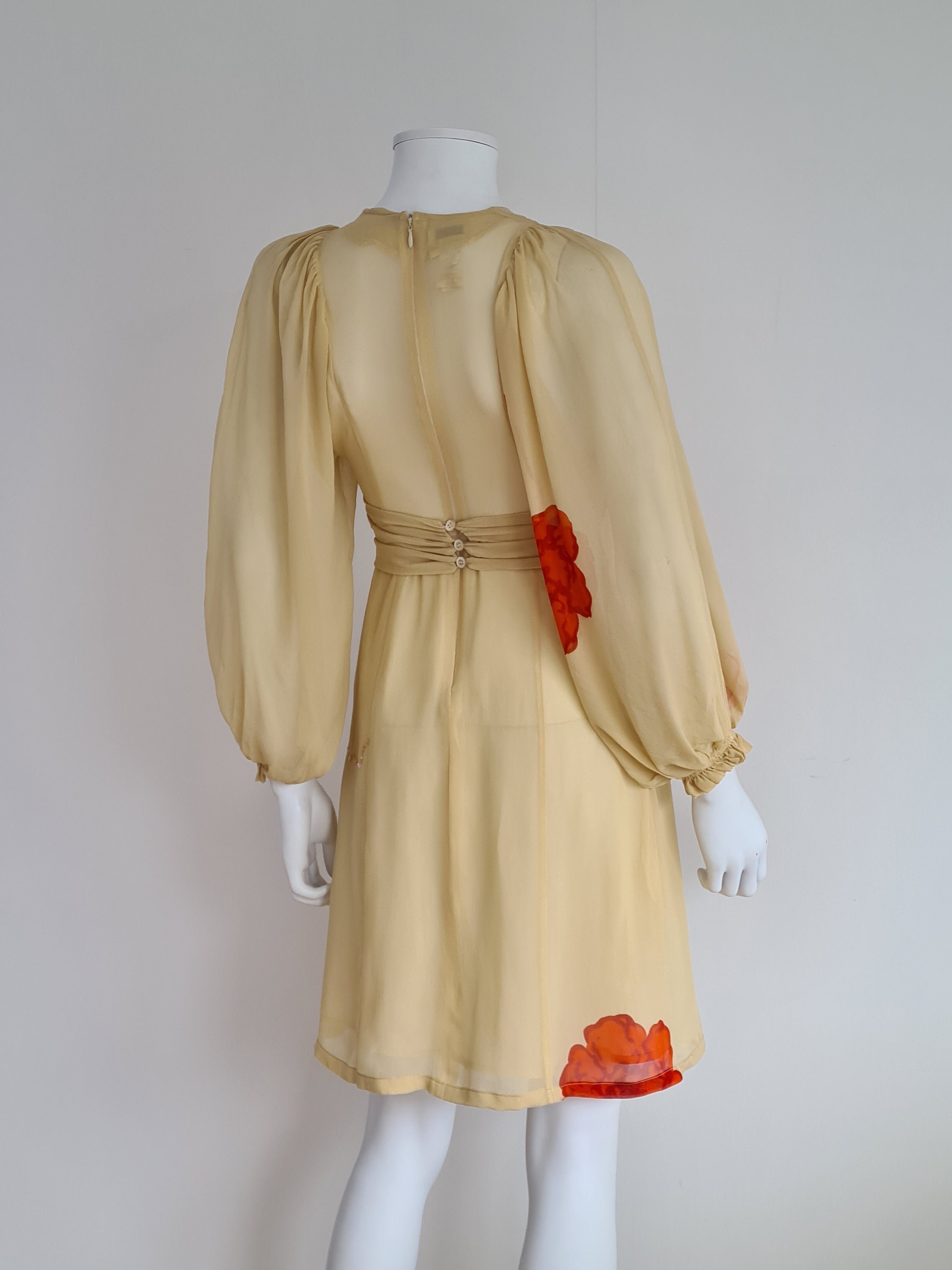 Dries Van Noten Runway F/W 2001 Ossie Clark-style Dress in Silk Chiffon ...