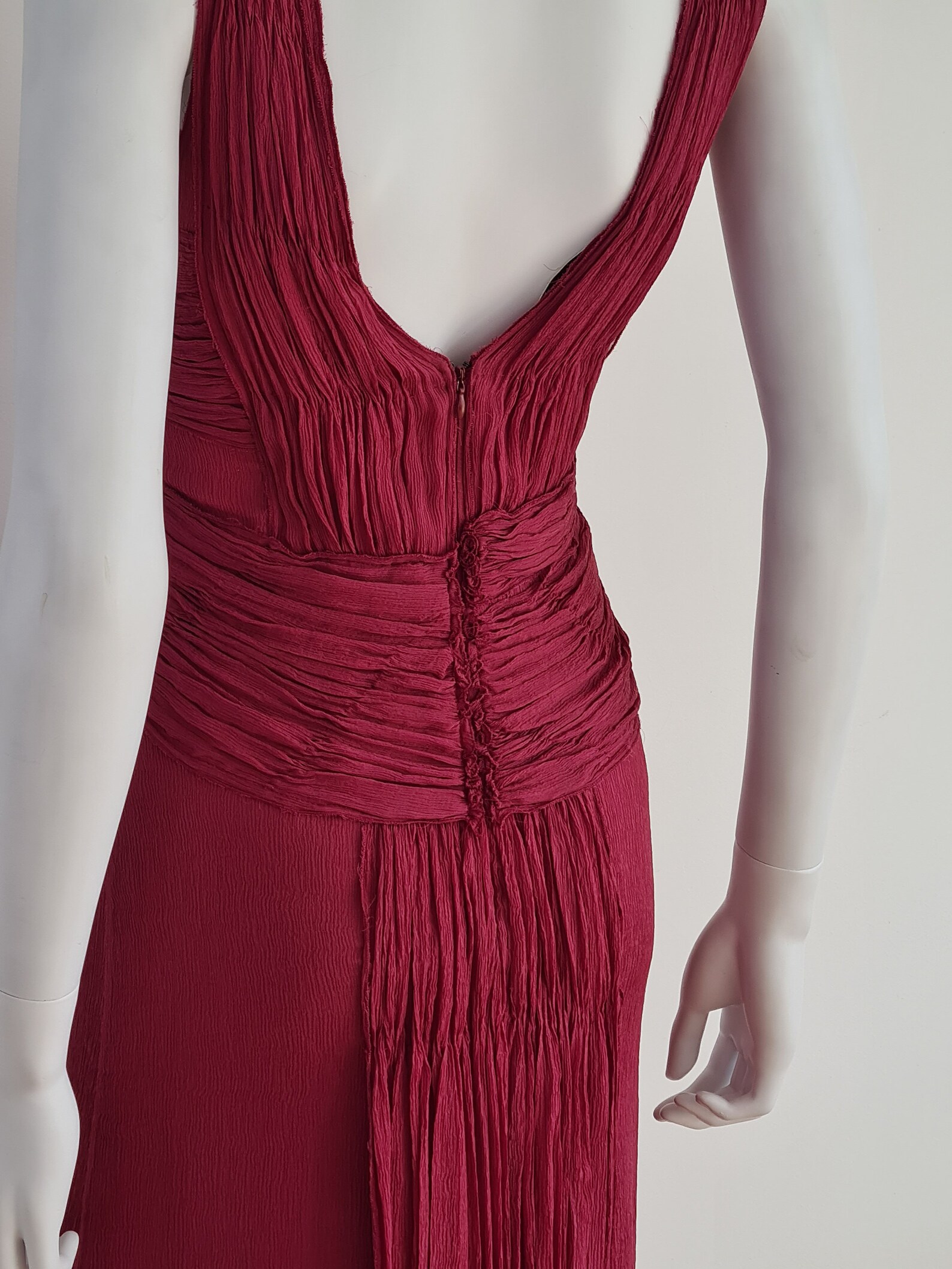 Prada Greek-style Finely Pleated Burgundy Silk Crepe Dress - Etsy
