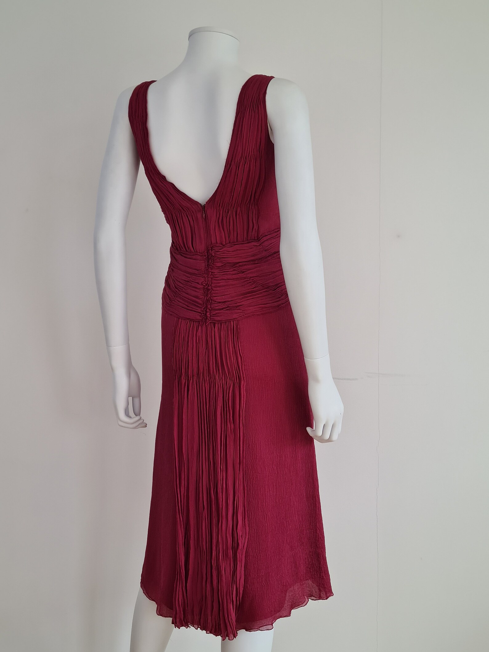 Prada Greek-style Finely Pleated Burgundy Silk Crepe Dress - Etsy