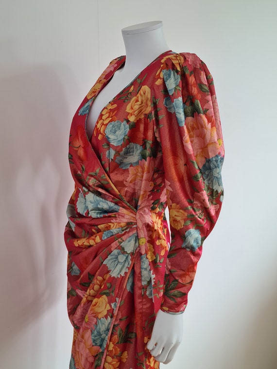 Ungaro 1980s flamboyant draped lamé dress - 80s fashi… - Gem