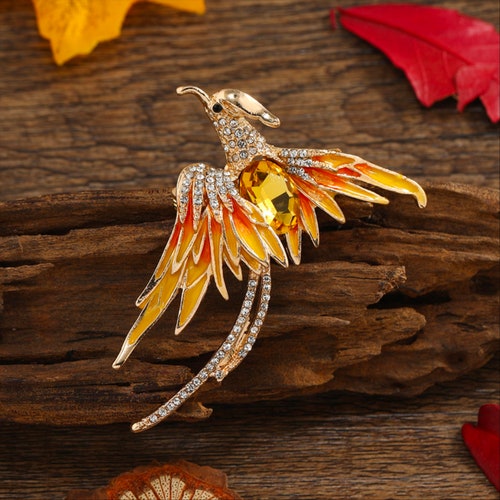 Pewter Phoenix Brooch - Etsy