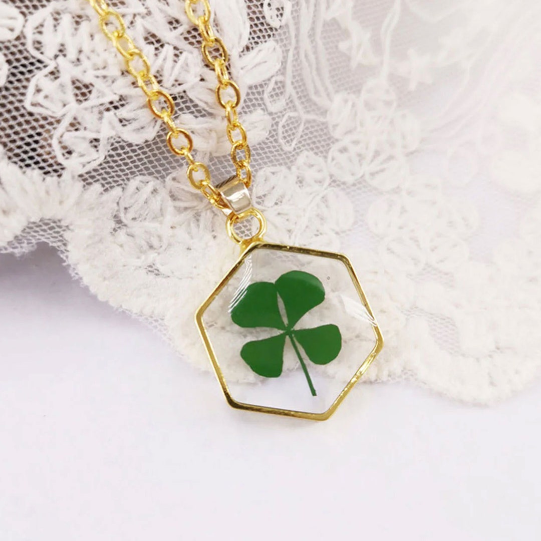 Pressed Jewelry Four Leaf Clover Botanical Jewelry Real - Etsy