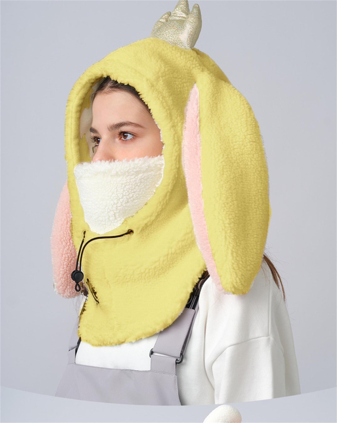 Yellow Bunny Ski /snowbroad Mask Hood Balaclava, Winter Outdoor Hats ...