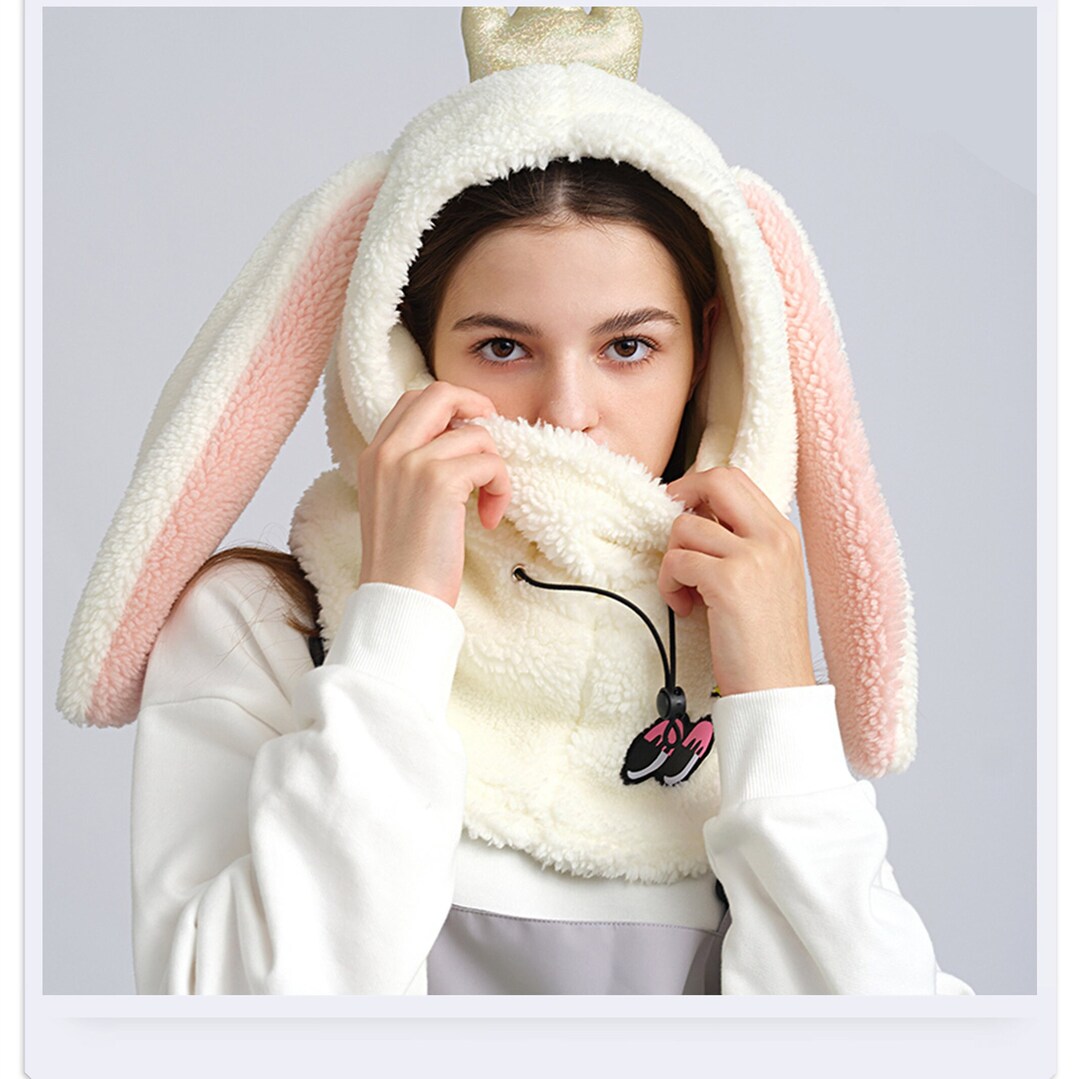White Bunny Ski /snowbroad Mask Hood Balaclava, Winter Outdoor Hats for ...