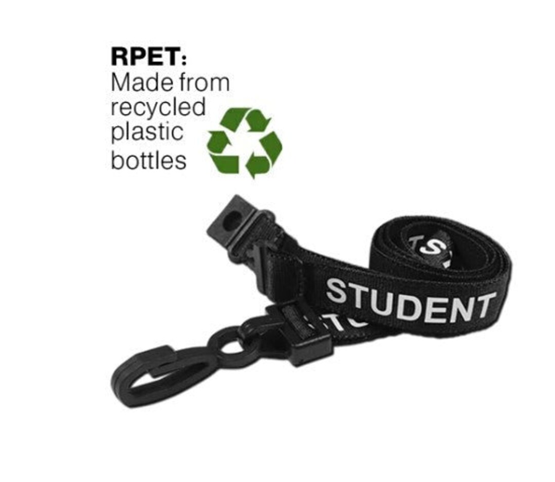 Recycled Student Lanyards With Plastic J Clip 1-100 Black - Etsy