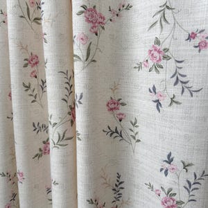 Pink Floral Curtains With Delicate Flower Prints, Semi-sheer Farmhouse ...