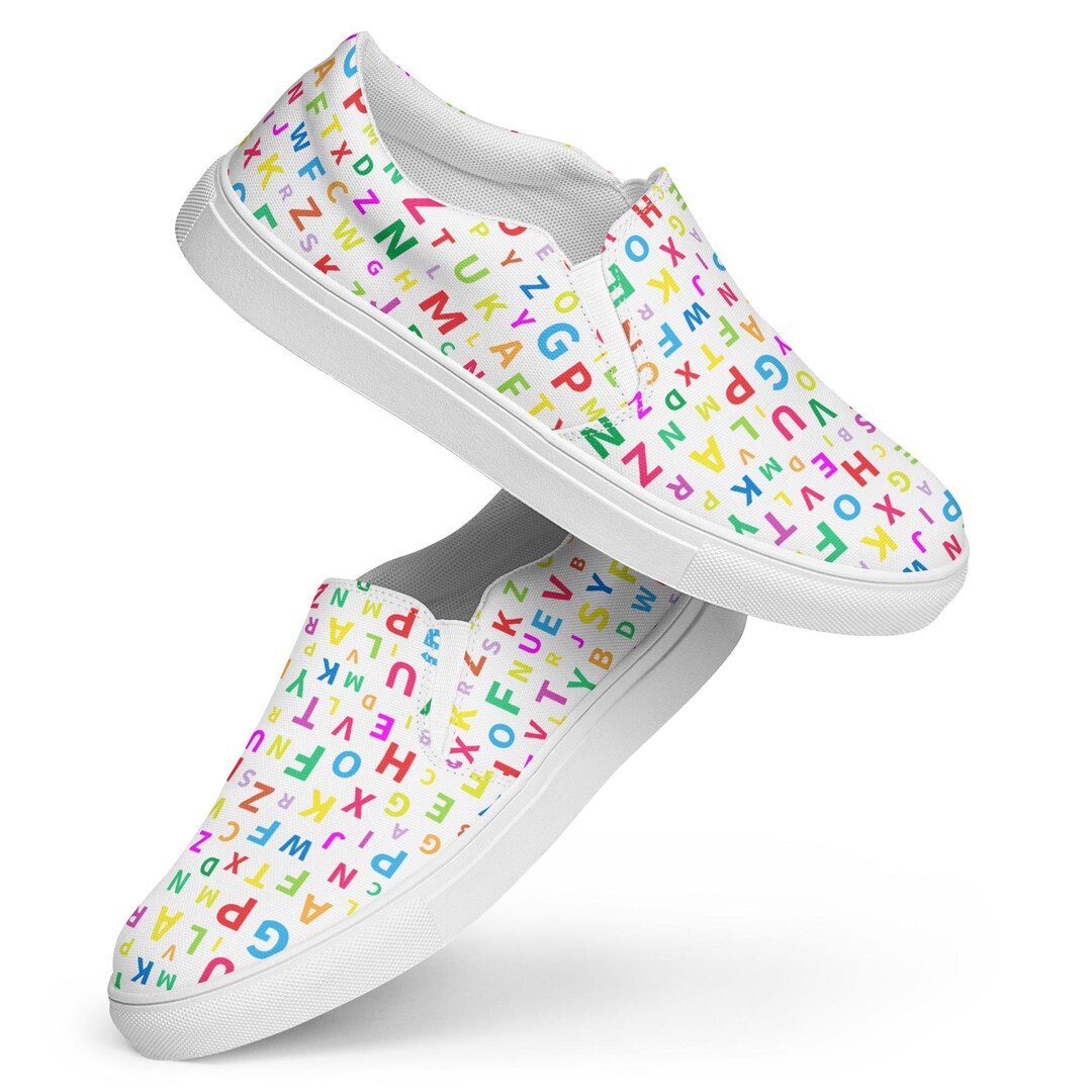Alphabet Letters Abcs Canvas Shoes Women, Casual Slip-on Shoes, Fashion ...
