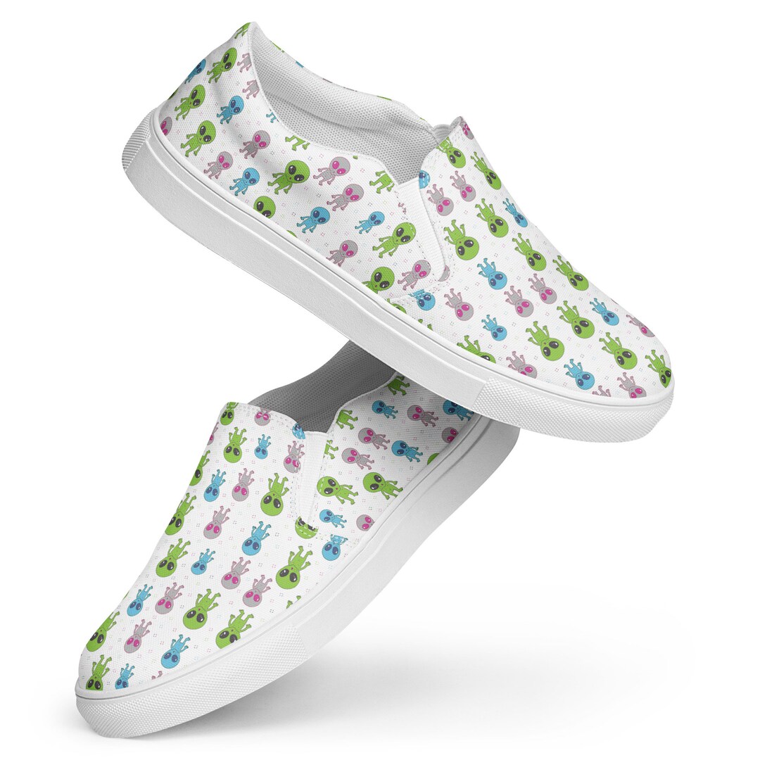 Aliens Sci-fi Canvas Shoes for Men, Stylish UFO Slip-on Shoes, Aliens ...