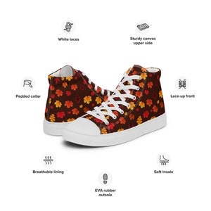 Fall Autumn Leaves Printed Women's High-top Sneakers, Lace-up Converse ...