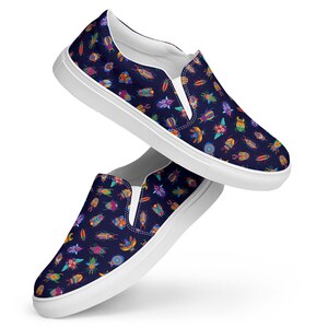 Rainbow Beetles Canvas Shoes for Men, Aesthetic Designer Slip-on Shoes ...