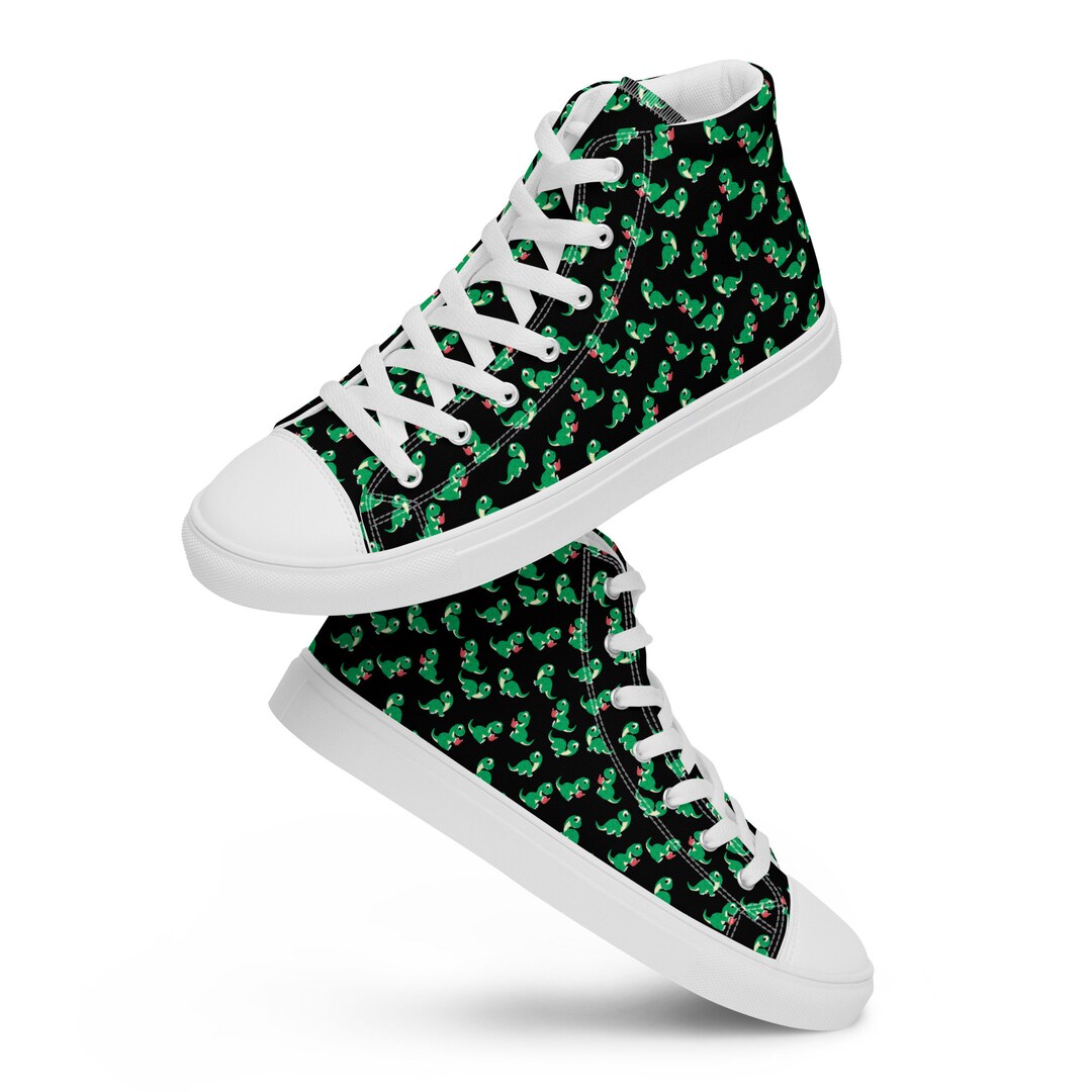 T-rex Reading a Book Printed Men's High-top Sneakers, Men's Rave Shoes ...