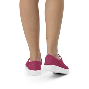 Solid Berry Canvas Shoes Women, Trendy Casual Lace-up Streetwear Shoe ...