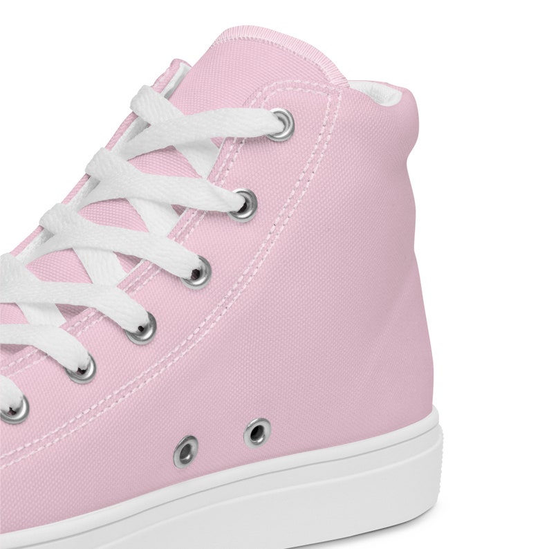 Solid Pastel Pink Printed Men's High Top Sneakers, Light Pink Lace up ...