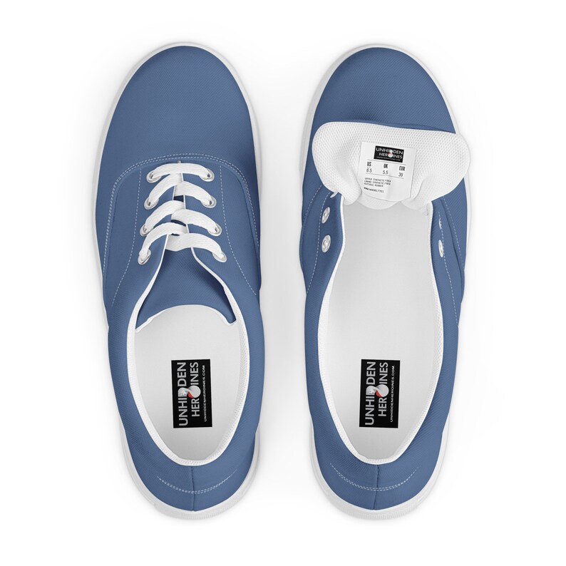 Solid Kashmir Blue Canvas Shoes Women, Casual Colorful Trendy Lace-up ...