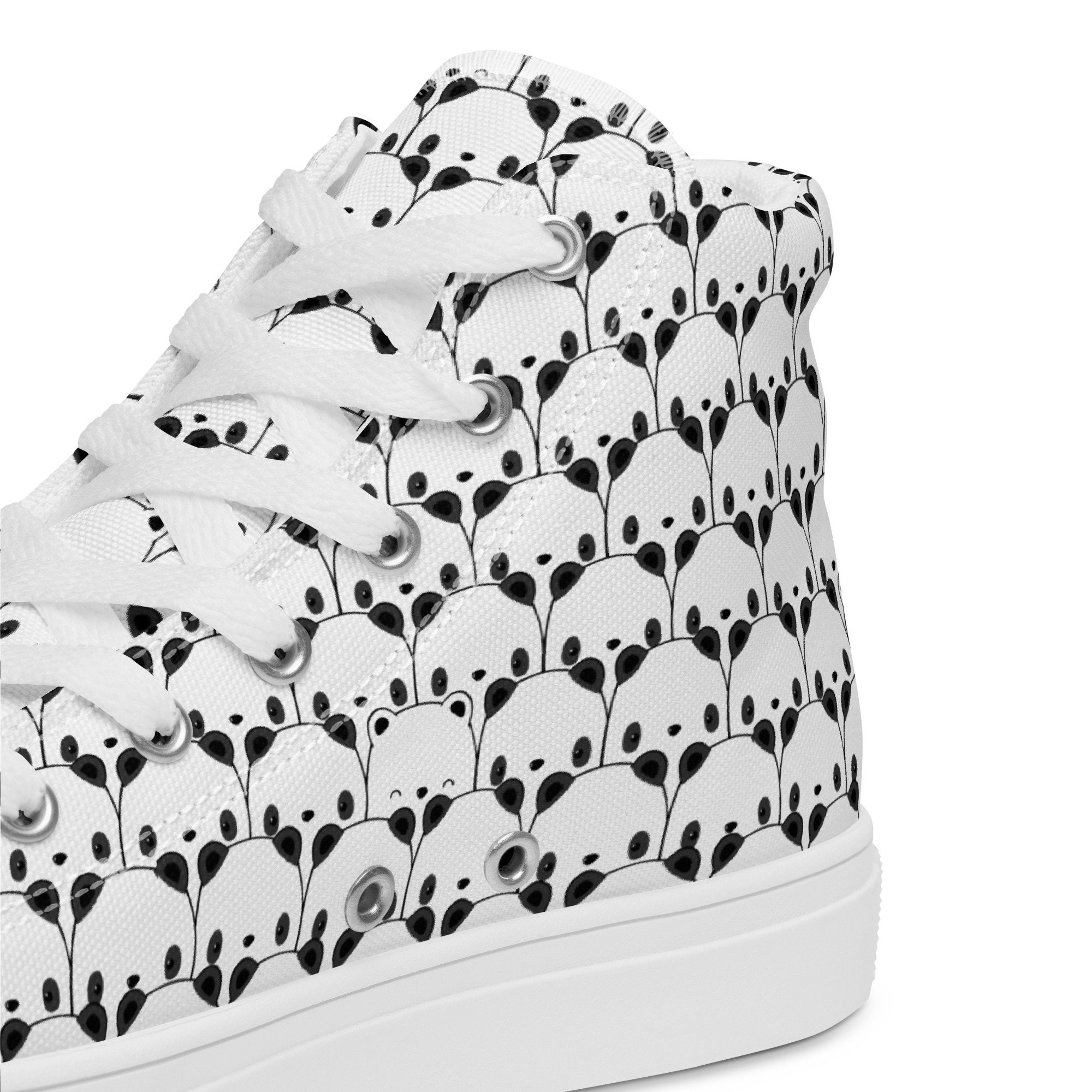 Panda Bears Animal Printed Men's High Top Sneakers, Lace up Converse ...
