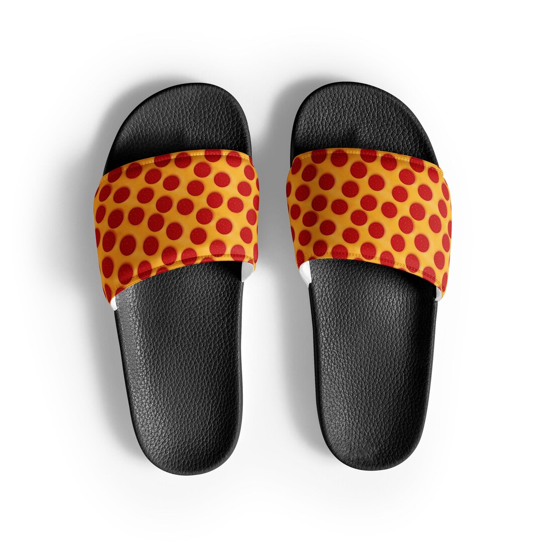 Pizza Food Printed Slide Sandals Women, All Over Print Summer Sandals ...