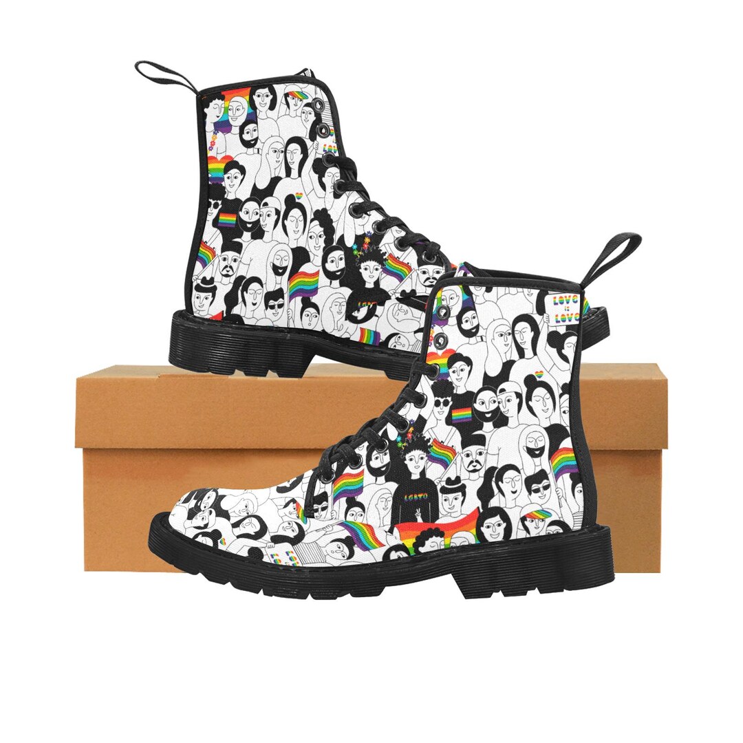 LGBTQ Pride Parade Canvas Boots: Women's High-top Lace-up Fashion - Etsy
