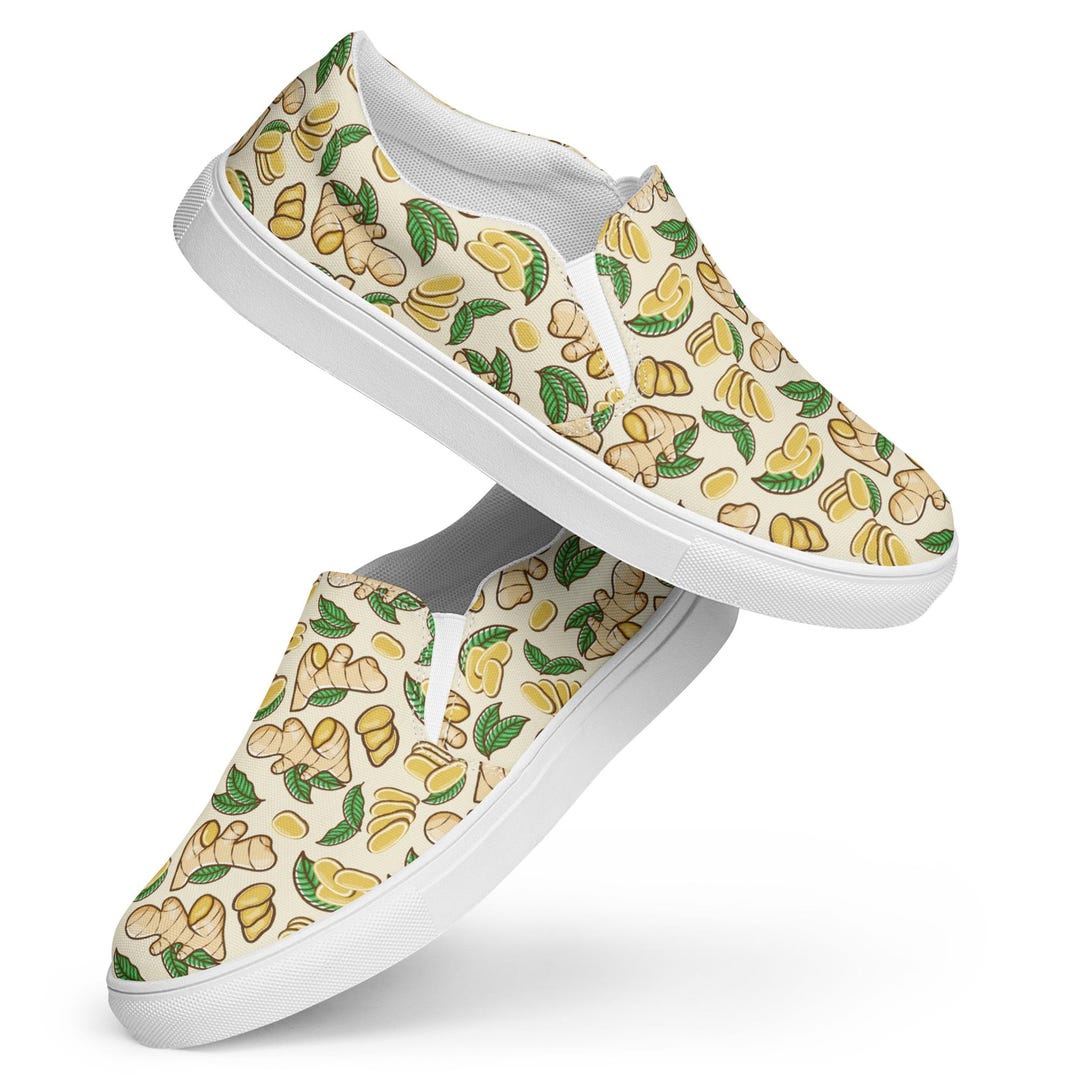 Ginger Roots Food Canvas Shoes Women, Vegan Gift, Comfortable Slip-on ...