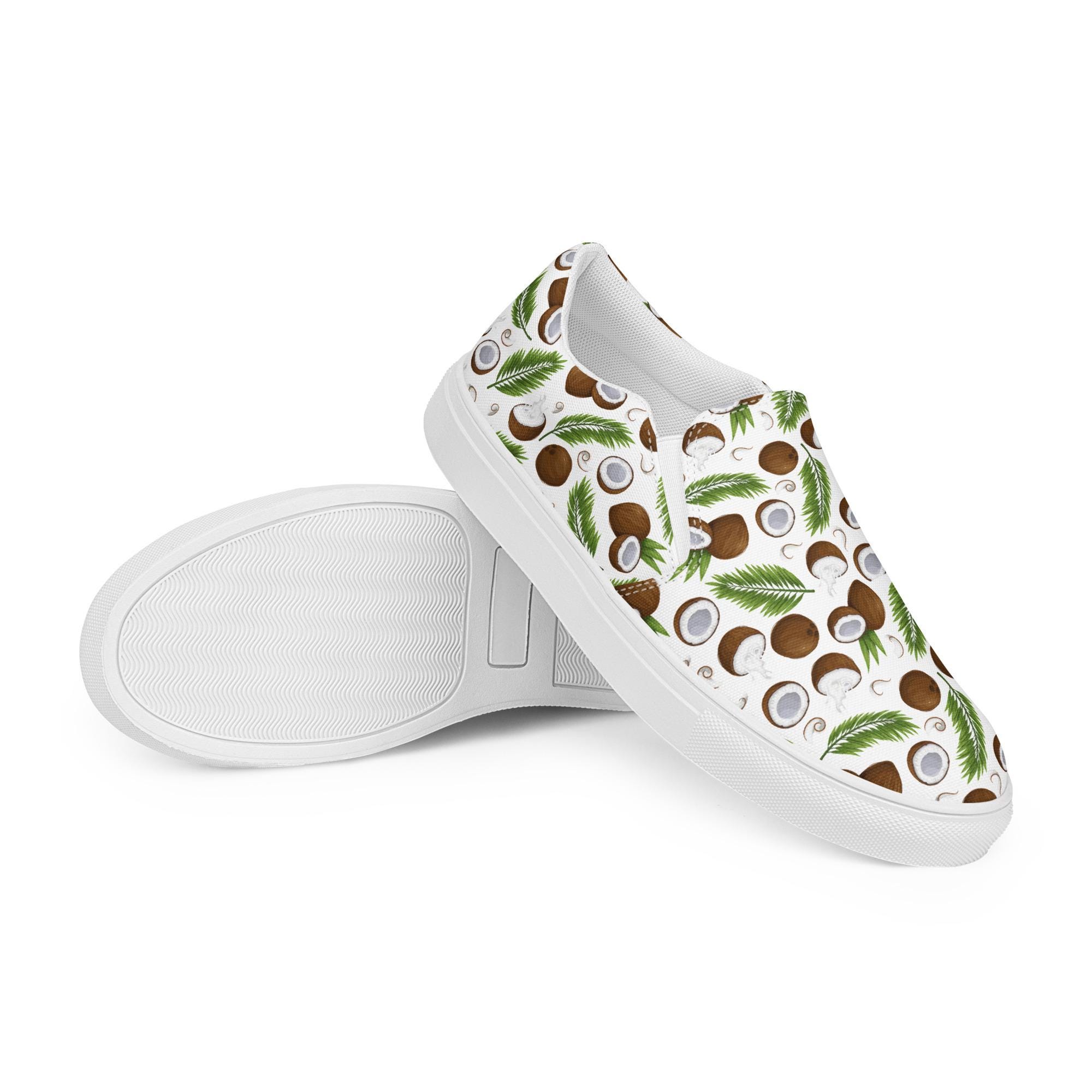 Coconuts Fruit Food Printed Canvas Shoes, Stylish Fashion Streetwear ...