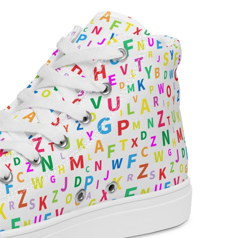 Alphabet ABC Letters Printed Men's High-top Canvas Shoes, Converse ...