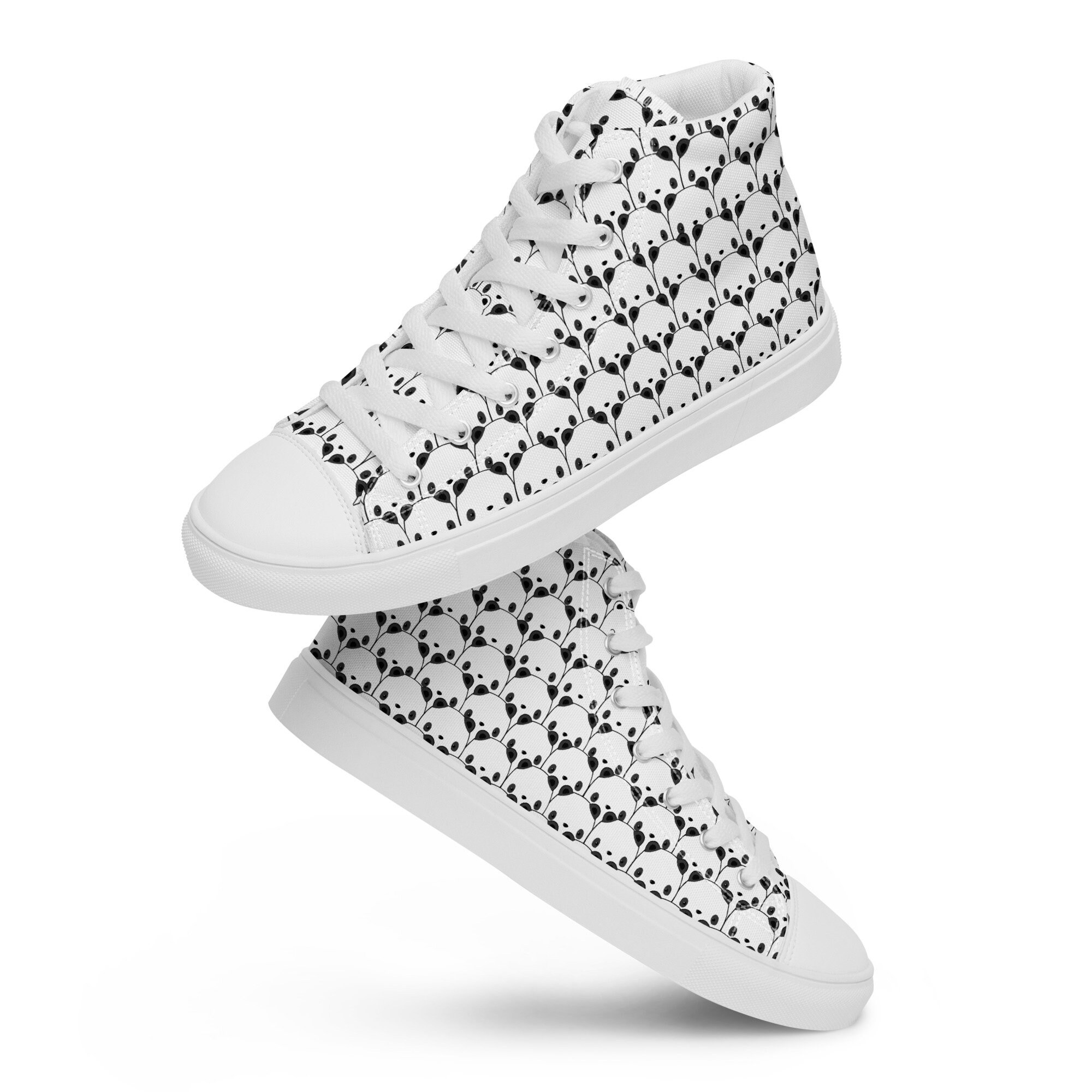 Panda Bears Animal Printed Men's High Top Sneakers, Lace up Converse ...