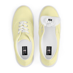 Solid Pastel Yellow Canvas Shoes Women, Light Yellow Casual Lace-up ...