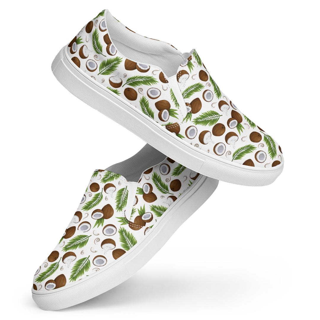 Coconuts Fruit Food Printed Canvas Shoes, Stylish Fashion Streetwear ...