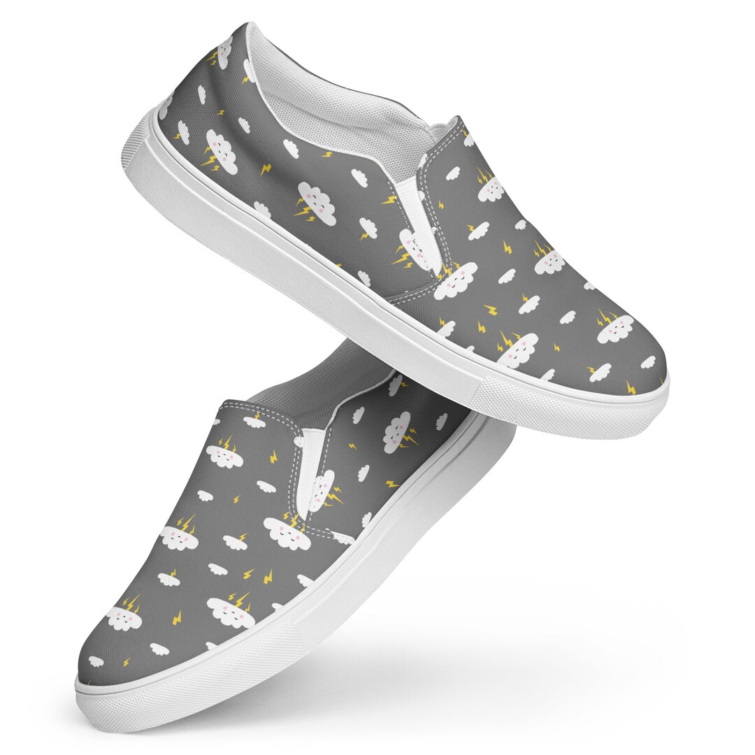 Lightning Bolt Clouds Weather AOP Mens Canvas Shoes, Low-top Fashion ...
