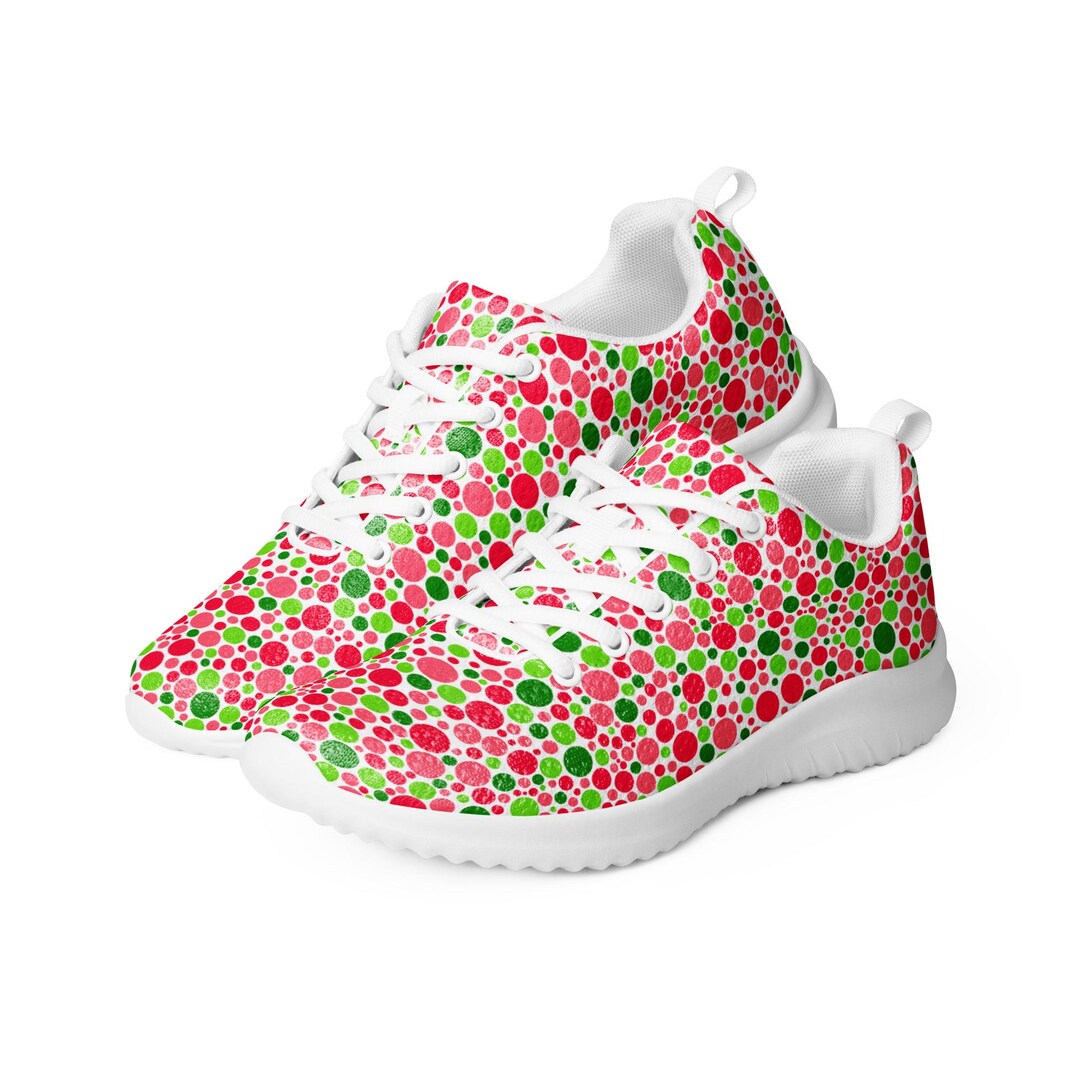 Watermelon Polka Dots Men's Athletic Shoes, Gym Workout Shoes, Designer ...