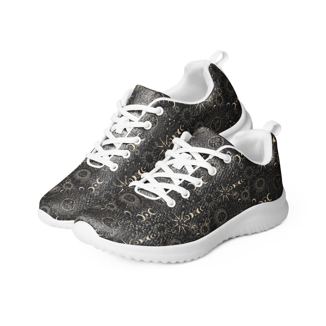 Moon Stars Celestial Print Men's Athletic Shoes, Gym Workout Shoes ...