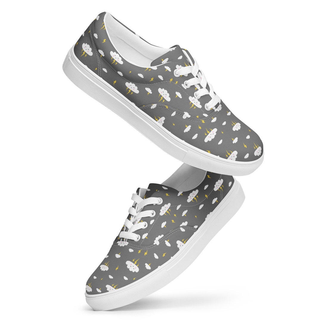 Lightning Bolt Thunderstorm AOP Shoes Women, Low-top Lace-up Fashion ...
