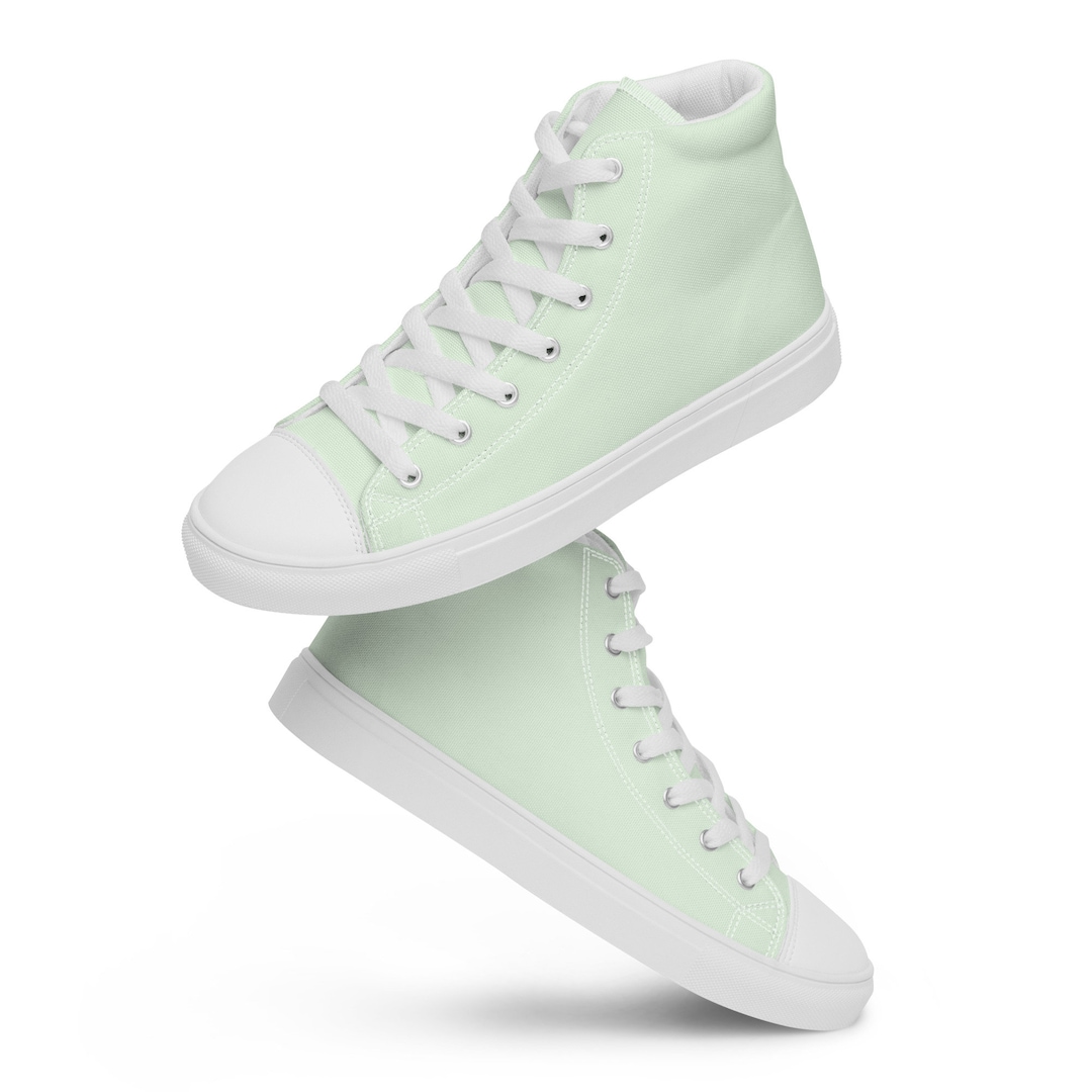 Solid Pastel Green Printed High-top Sneakers Women, Lace-up Converse ...