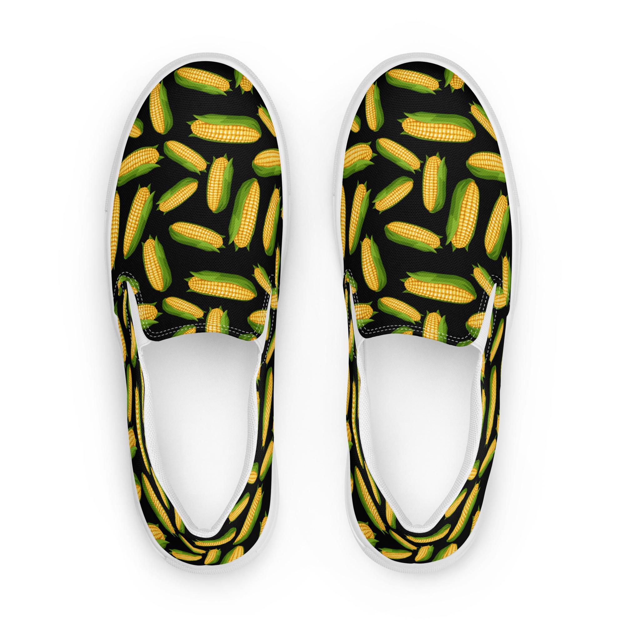Corn on the Cob Food Printed Canvas Shoes Mens, Comfortable Slip-on ...