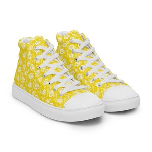 Hawaiian Flowers Printed Men's High-top Canvas Shoes, Floral Converse ...