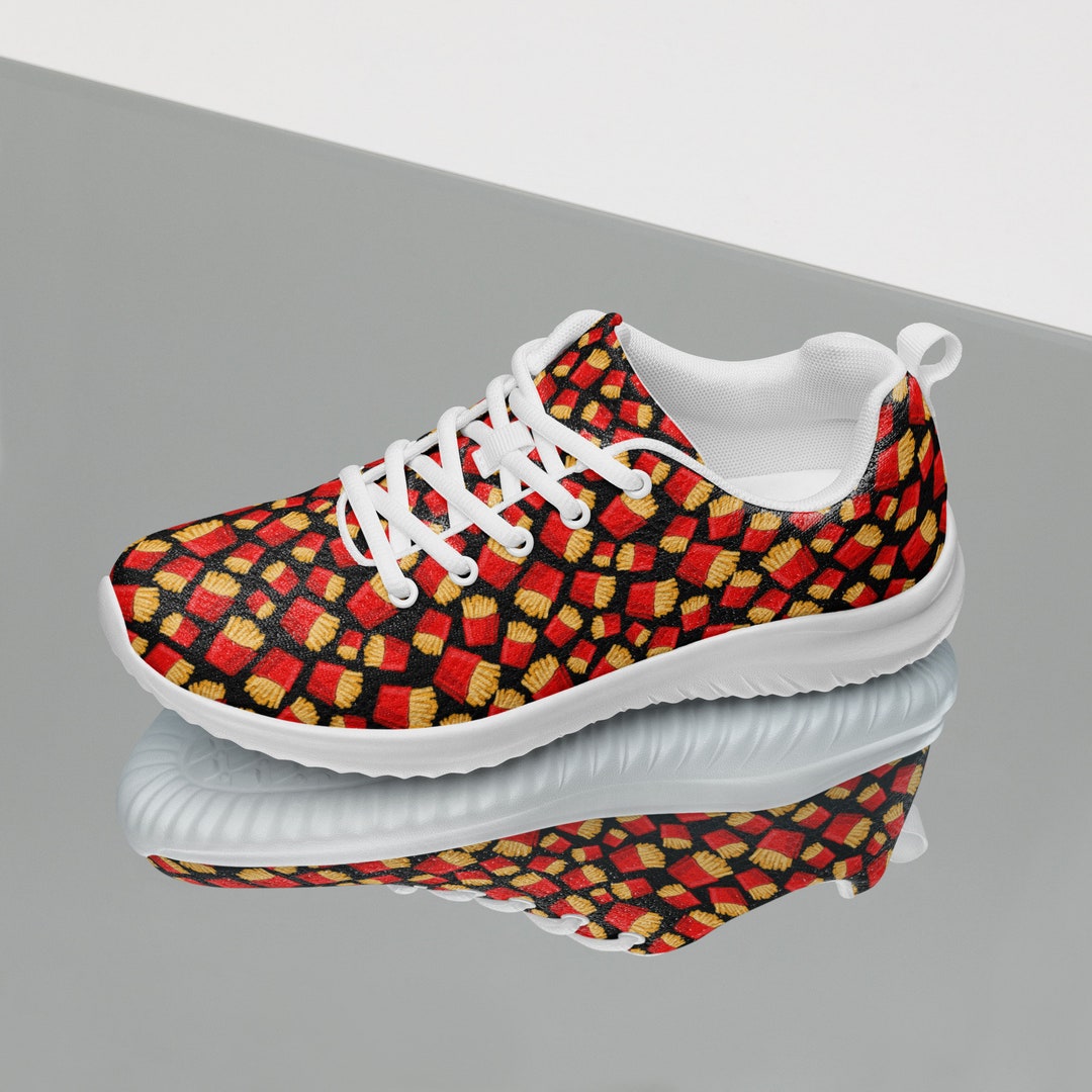 French Fries Fast Food Women's Athletic Shoes, Casual Lace-up Fashion ...