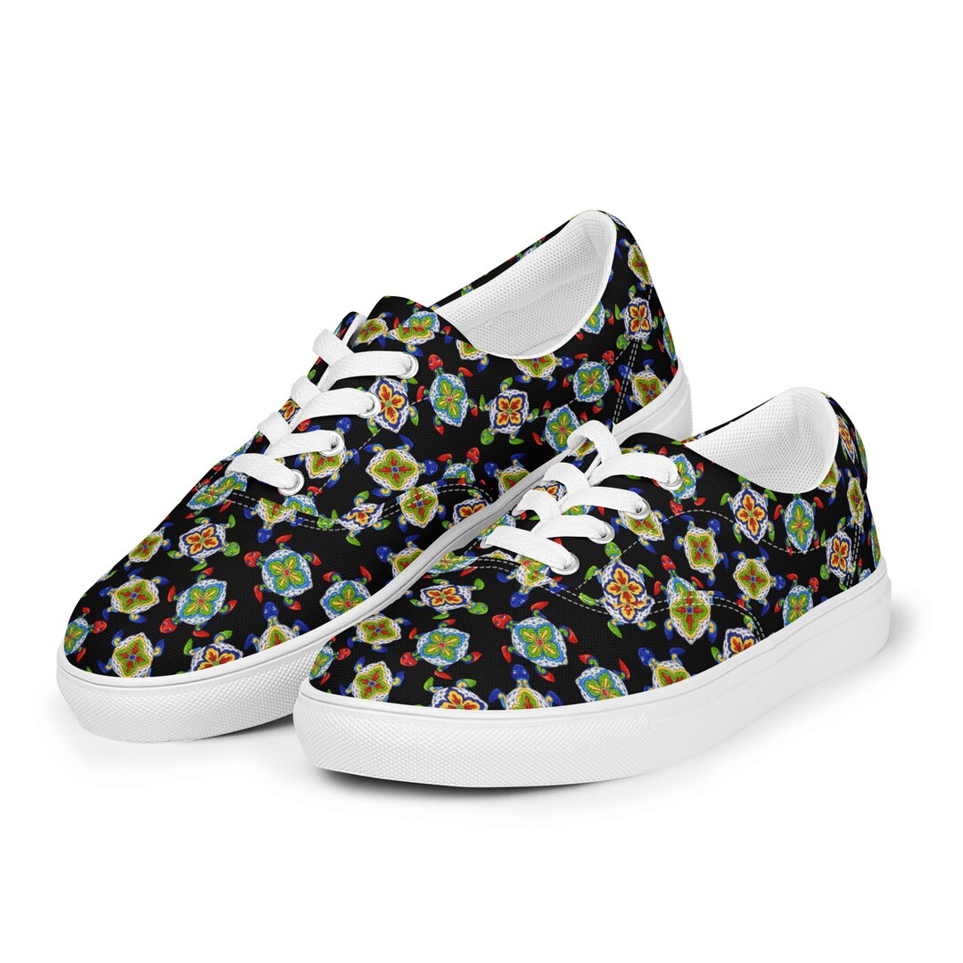 Nautical Sea Turtles Printed Mens Canvas Shoe, All Over Print Ocean ...