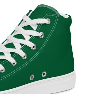 Solid Dark Green Printed Men's High Top Sneakers, Jewel Green Lace up ...