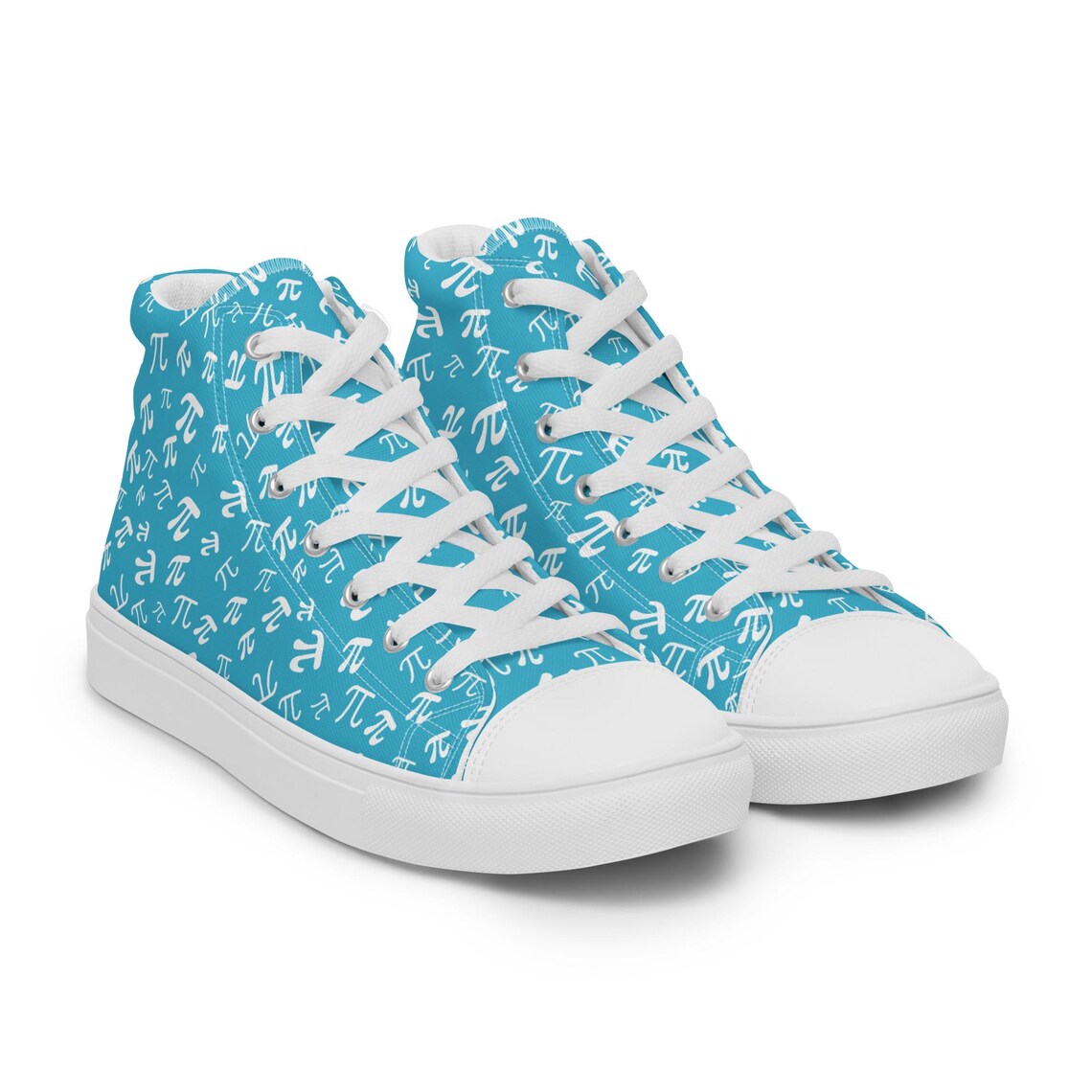 Blue Pi Symbols Math Printed High-top Sneakers for Men, Math Lover Gift ...