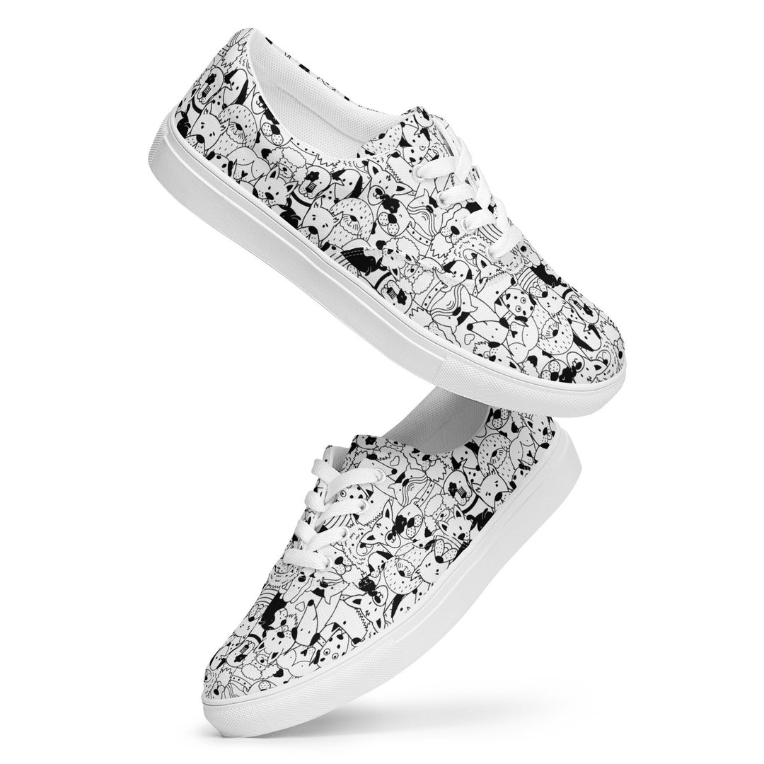 Dogs Printed Lace-up Canvas Shoes, Dogs Lover Gift for Her, Dog Mom ...