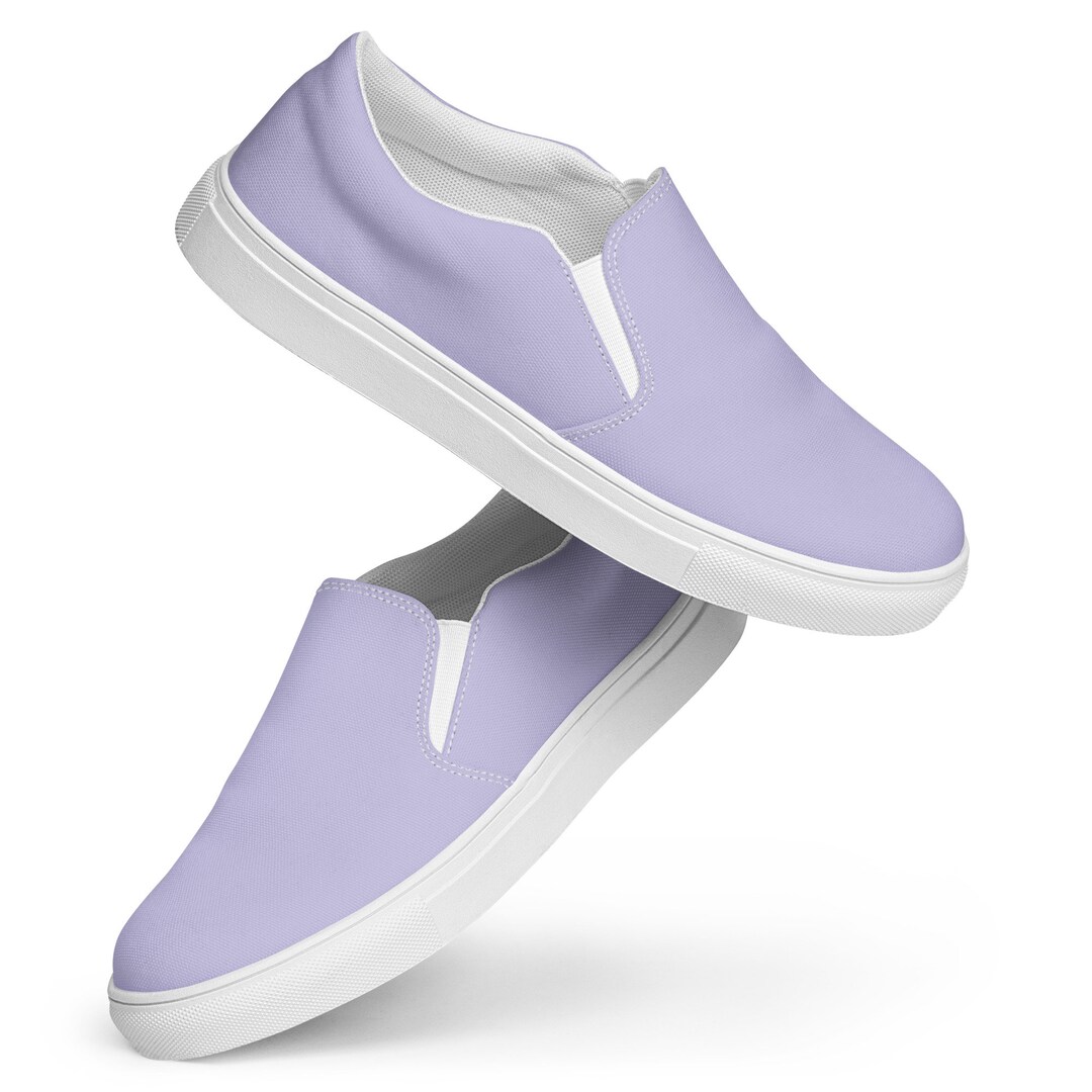 Solid Pastel Purple Printed Mens Canvas Shoes, Light Purple Slip-on ...