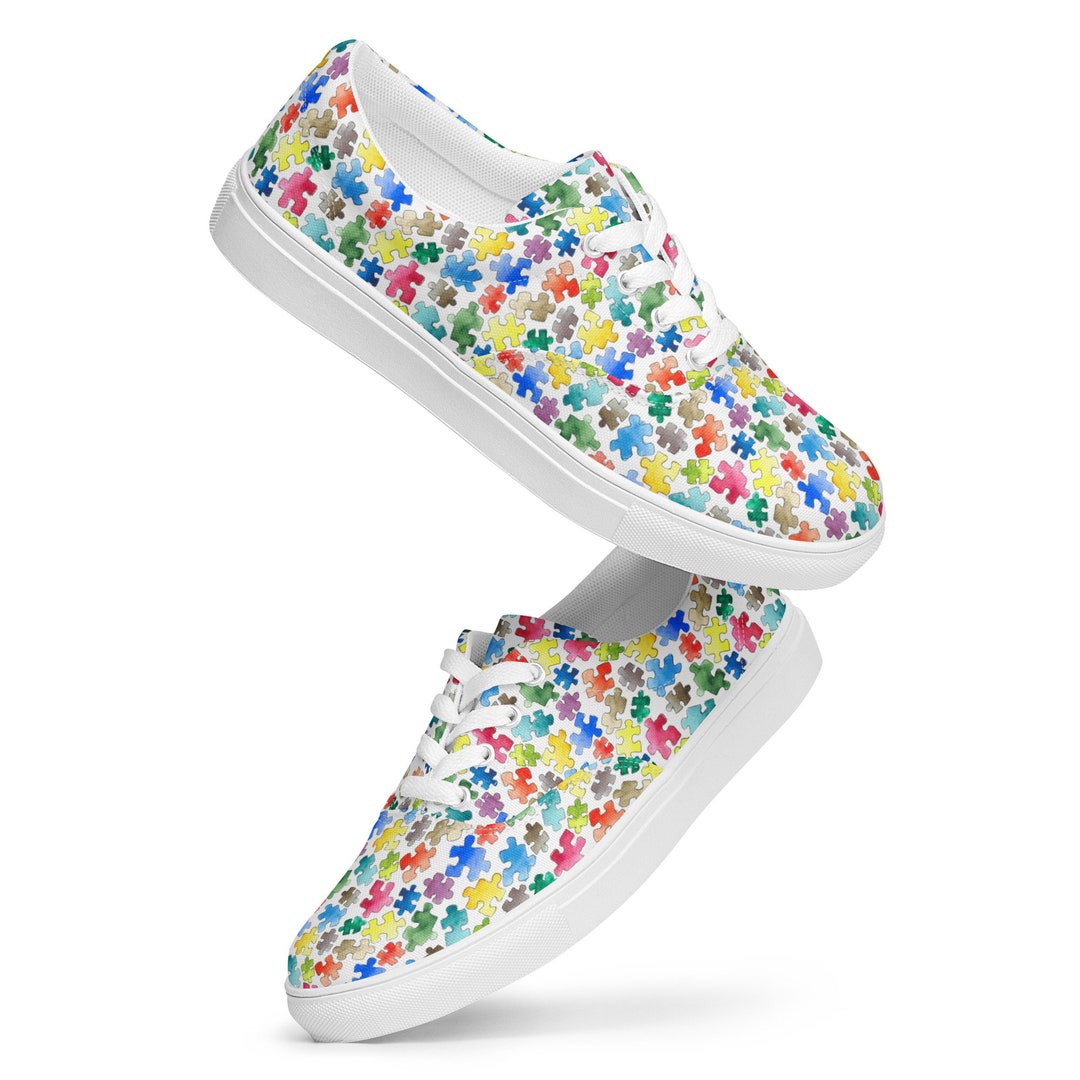 Jigsaw Puzzle Pieces Printed Canvas Shoes Women, Jigsaw Puzzle Lover ...