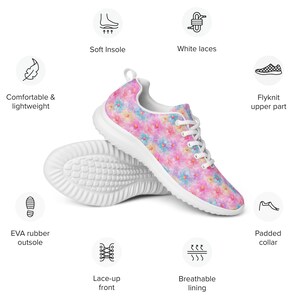 Watercolor Flowers Printed Women's Athletic Shoes, Floral All Over ...