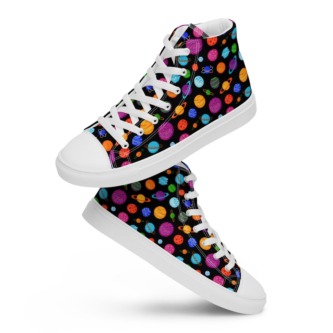 Planets Solar System Printed Womens High Top Sneakers, Universe Galaxy ...
