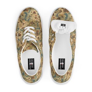 Old World Fantasy Map Printed Lace-up Sneakers Women, Low-top Summer ...