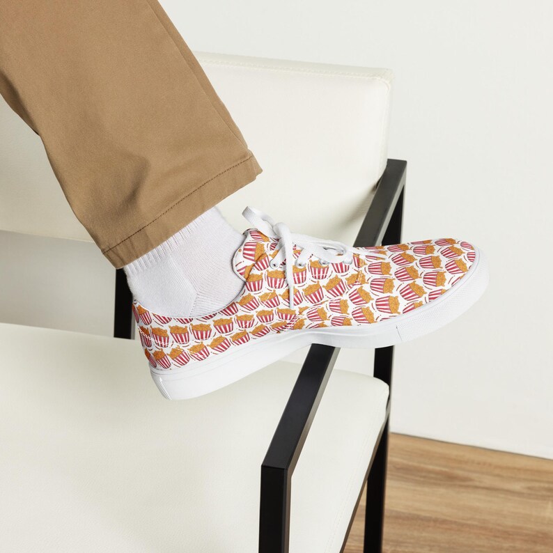 Fried Chicken Fast Food Canvas Shoes Mens, Comfortable Lace-up Summer ...